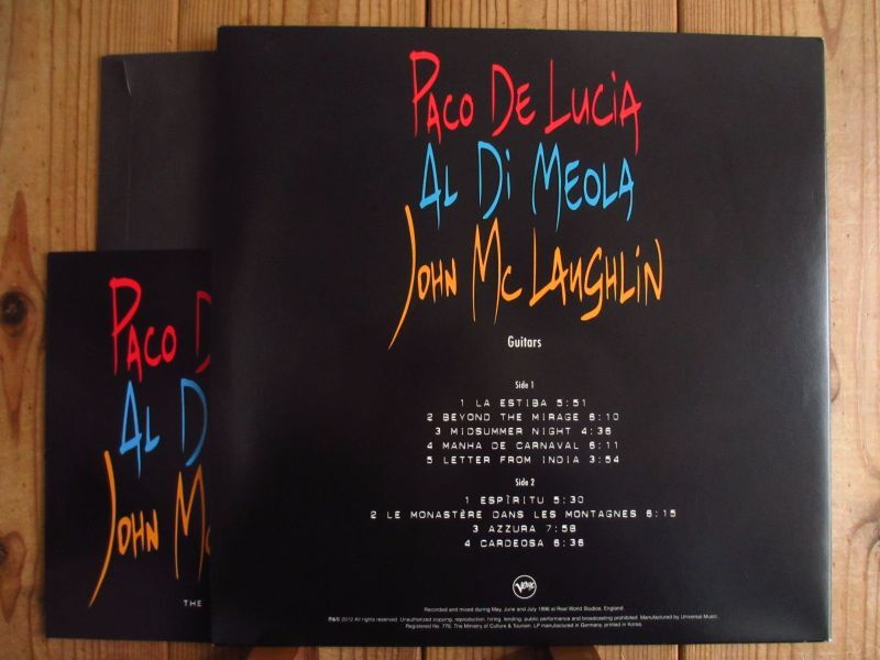 Paco De Lucia, Al Di Meola, John McLaughlin / The Guitar Trio - Guitar ...